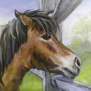 ORIGINAL PONY PAINTING Exmoor Pony Acrylic Painting on Stretched Canvas ...