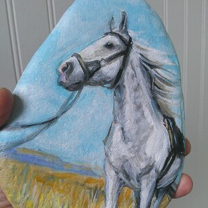 HORSE PAINTED on STONE, Equine Art, Original Acrylic Painting, Original ...