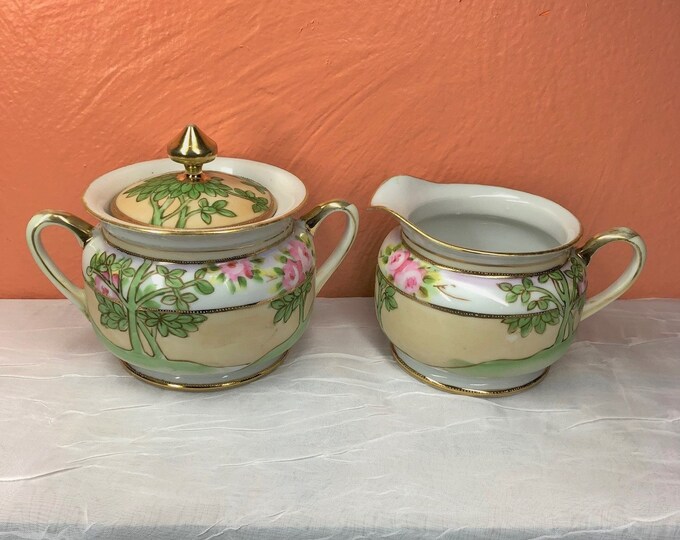 ANTIQUE NIPPON CHINA Sugar Bowl & Creamer Set, 102+ Years Old, Nippon ...