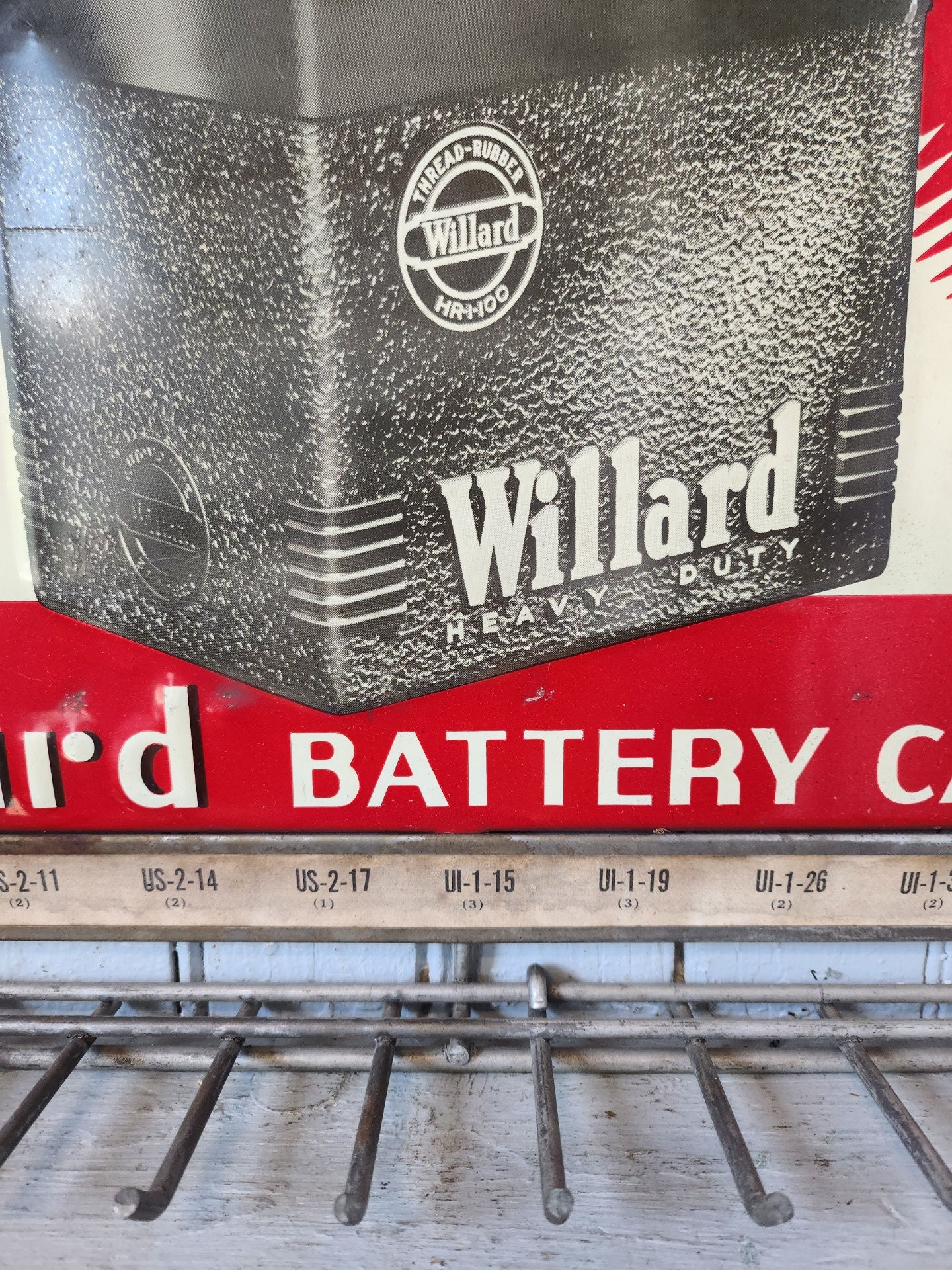 Vintage 1946 Willard Battery Cable Rack - Embossed Signage - Metal ...