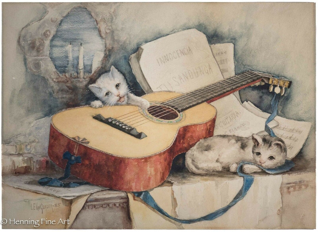 Luther Emerson Van Gorder Original Painting Still Life W/ Kittens ...