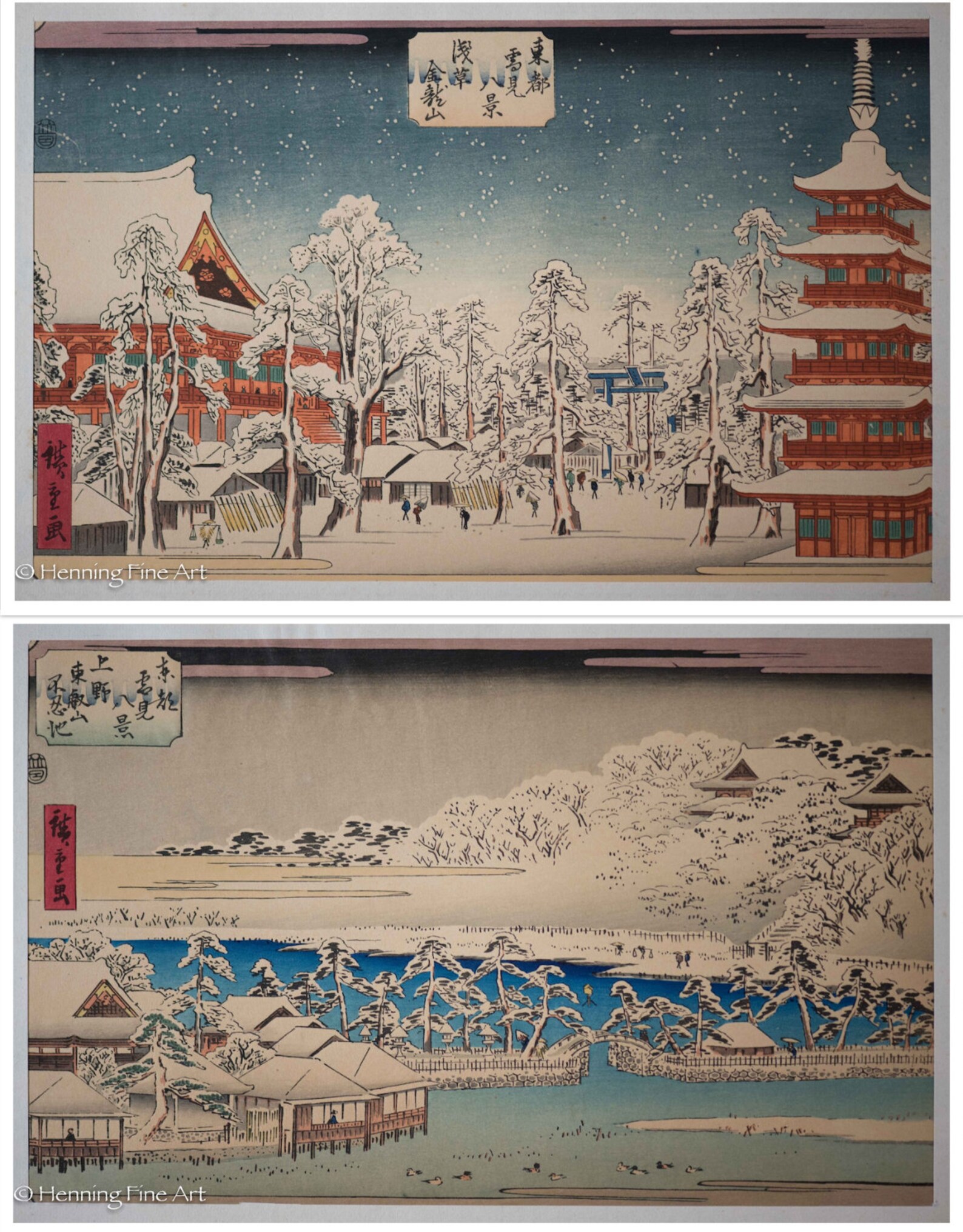 Utagawa Hiroshige Complete Portfolio of 8 Snow Scenes of - Etsy