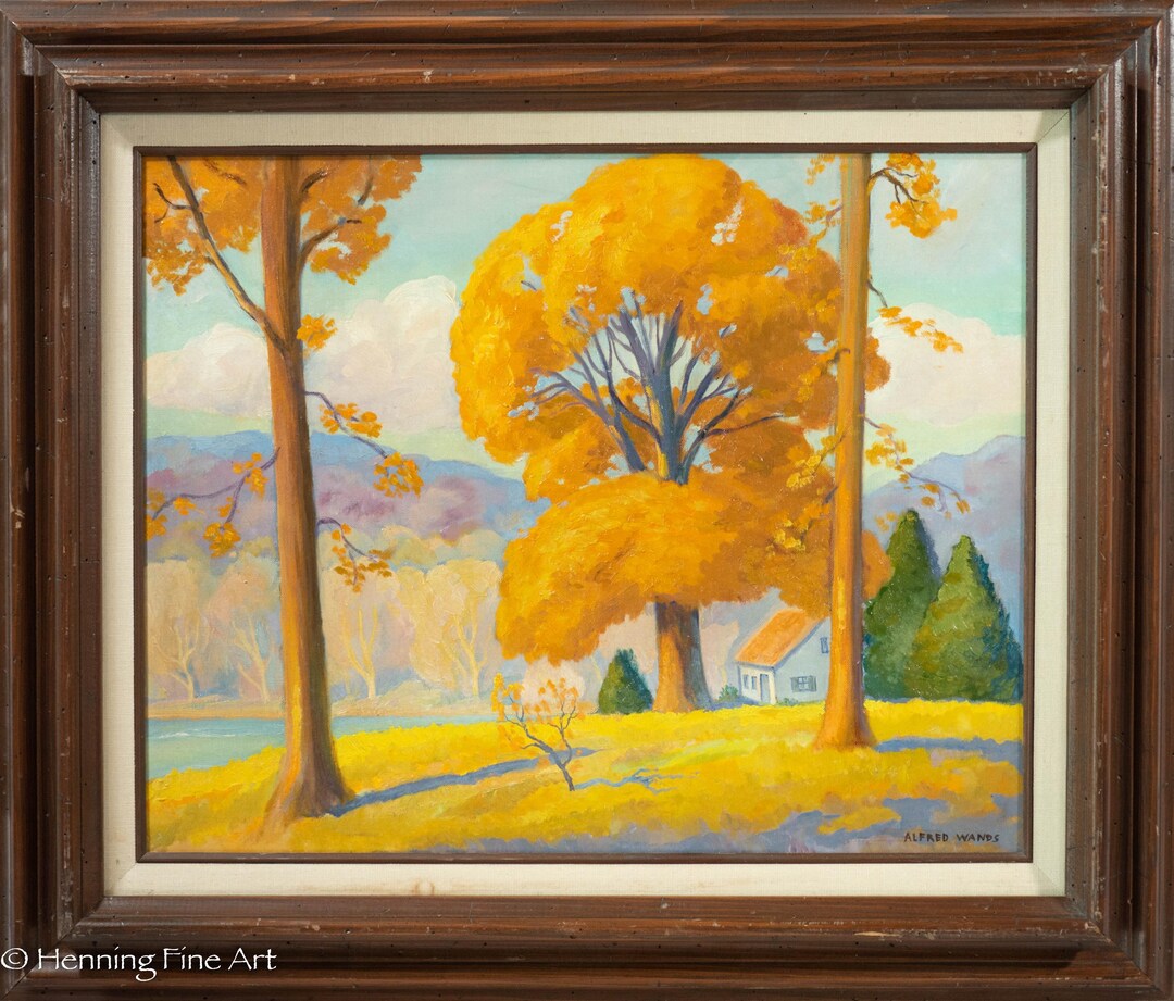 Stunning Alfred Wands Oil Painting Autumn Landscape Lake and Mountains ...