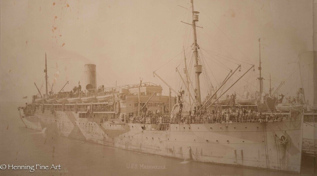 Stunning Antique WWI Military Navy Photograph of U.S.S. Madawaska W ...