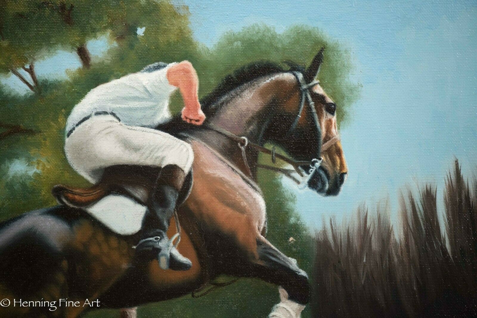 Beautiful Equestrian Oil Painting of Leaping Horseback Rider - Etsy