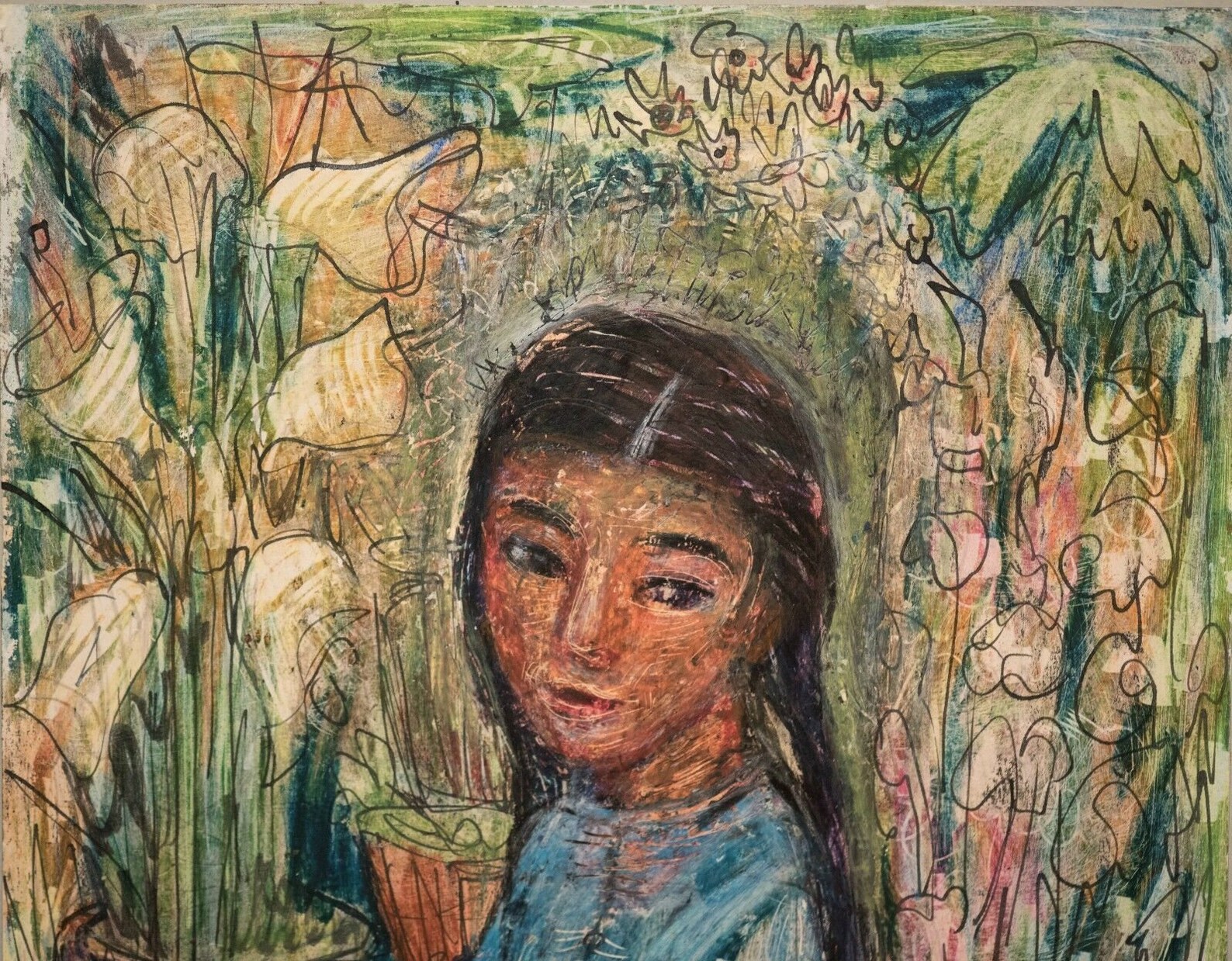 Mario Parial Original Painting young Girl With - Etsy