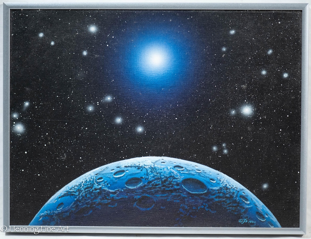 Vintage Kim Poor Science Fiction Space Painting Acrylic on Canvas ...