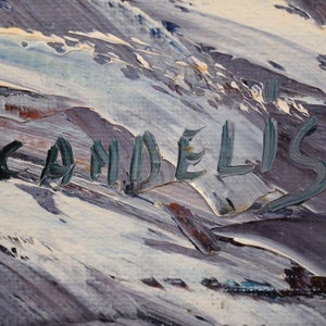 Gay Candelis Original Oil Painting, Winter River Landscape, Signed ...