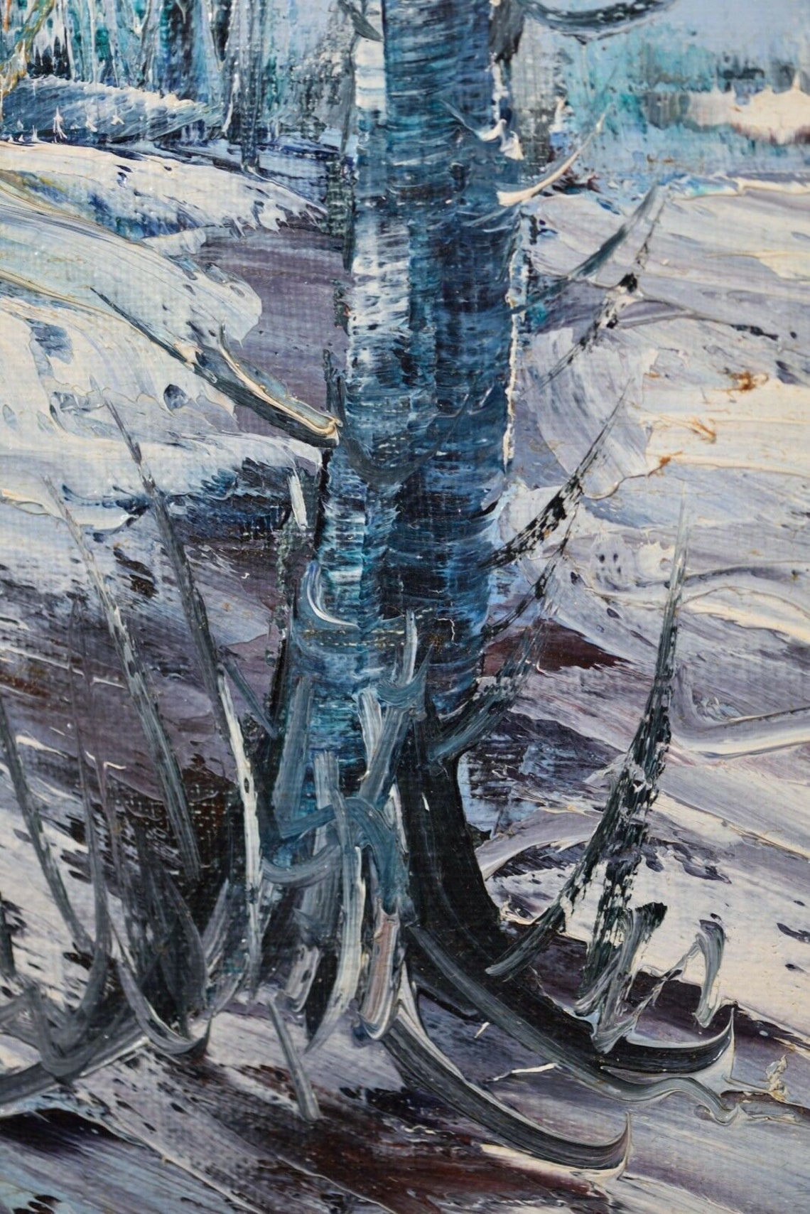 Gay Candelis Original Oil Painting, Winter River Landscape, Signed ...