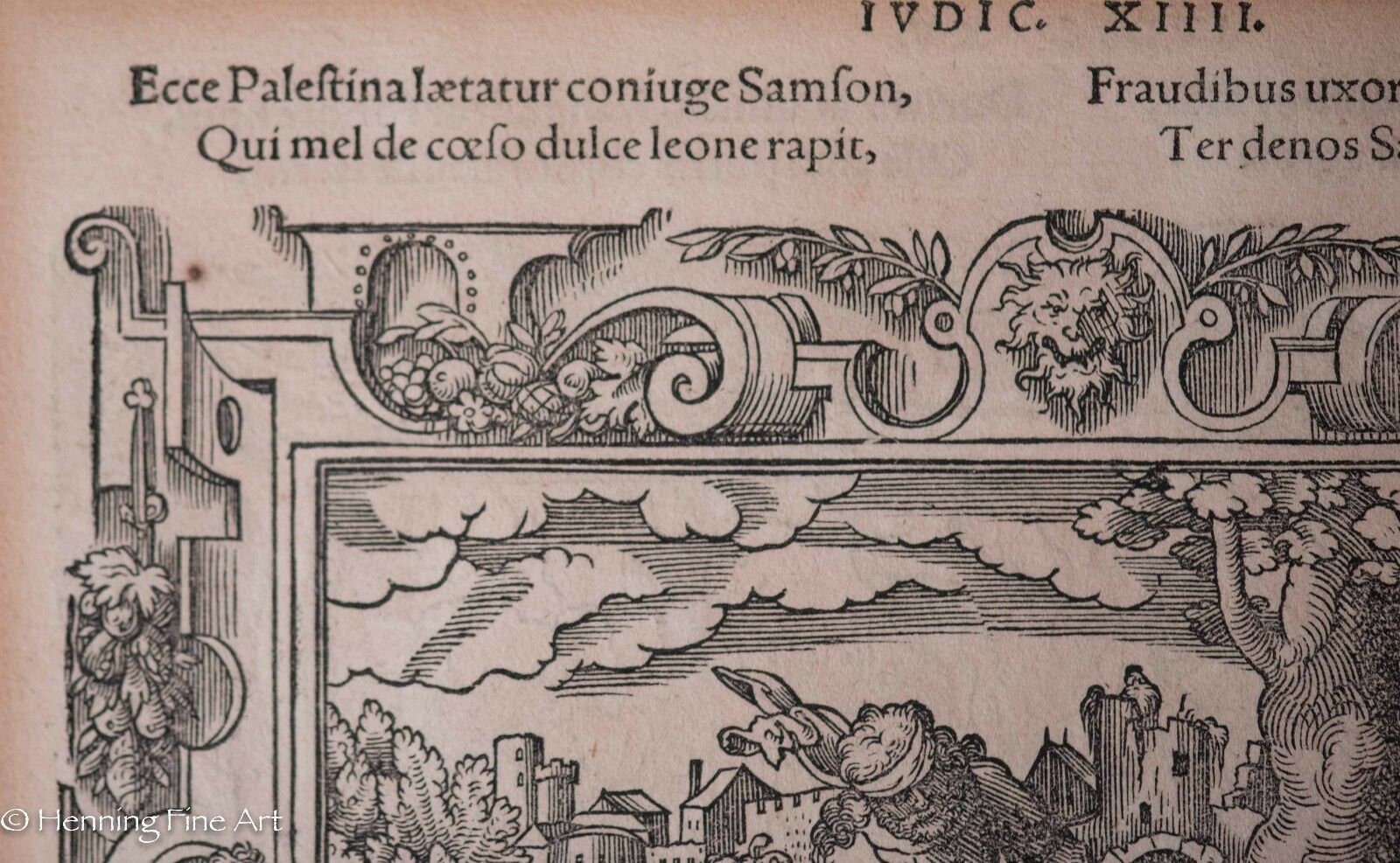 Beautiful Antique Renaissance Wood Cut by Virgil Solis, "samson Killing ...