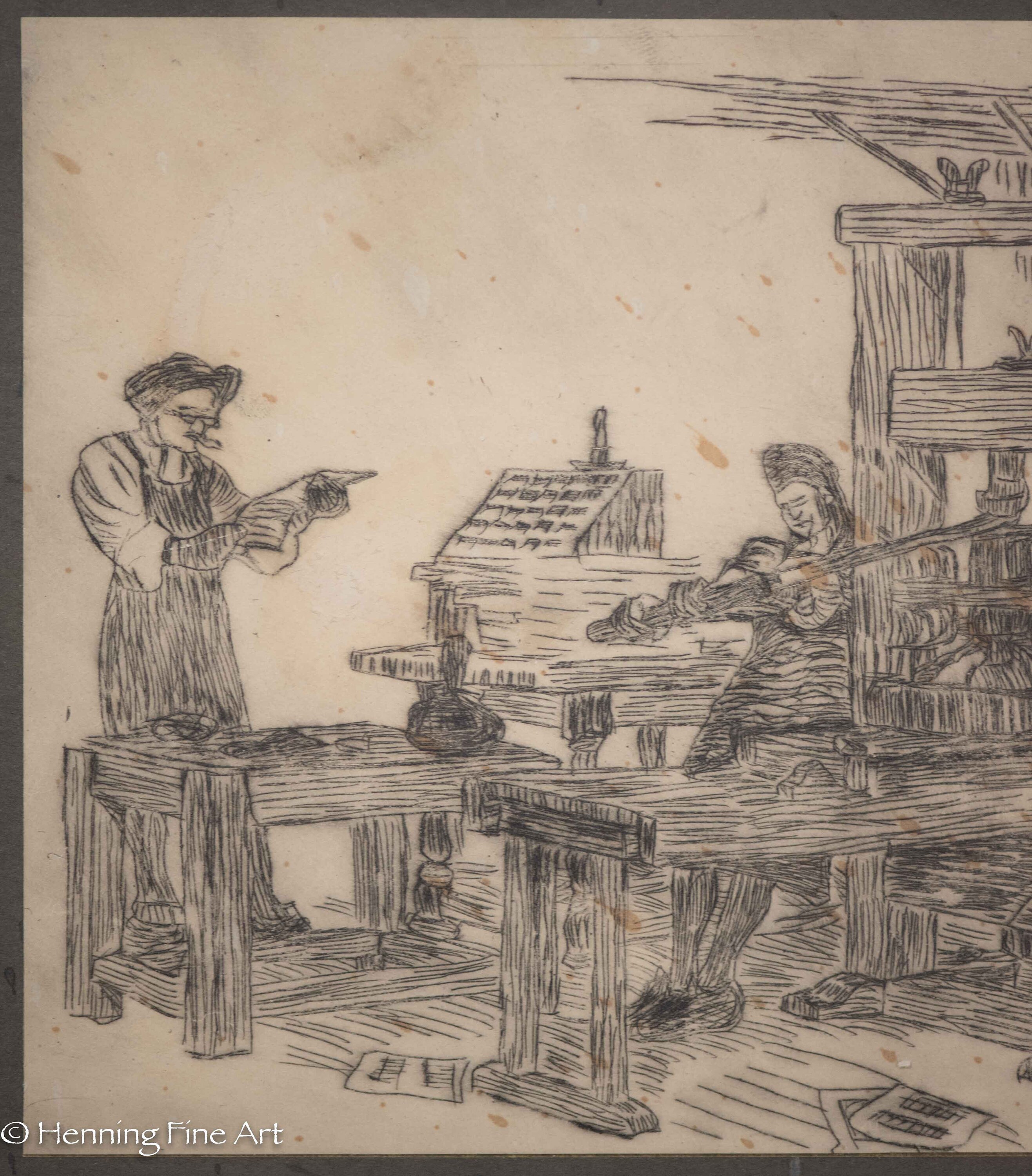 Printing Press Etching Two Men Making Sheet Music Antique Print - Etsy