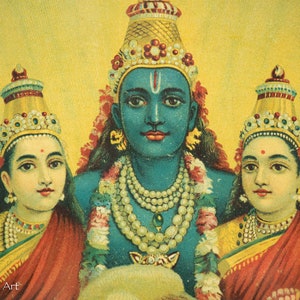 Rare Antique Hindu Lithograph Raja Ravi Varmas Vishnu Garud - Etsy