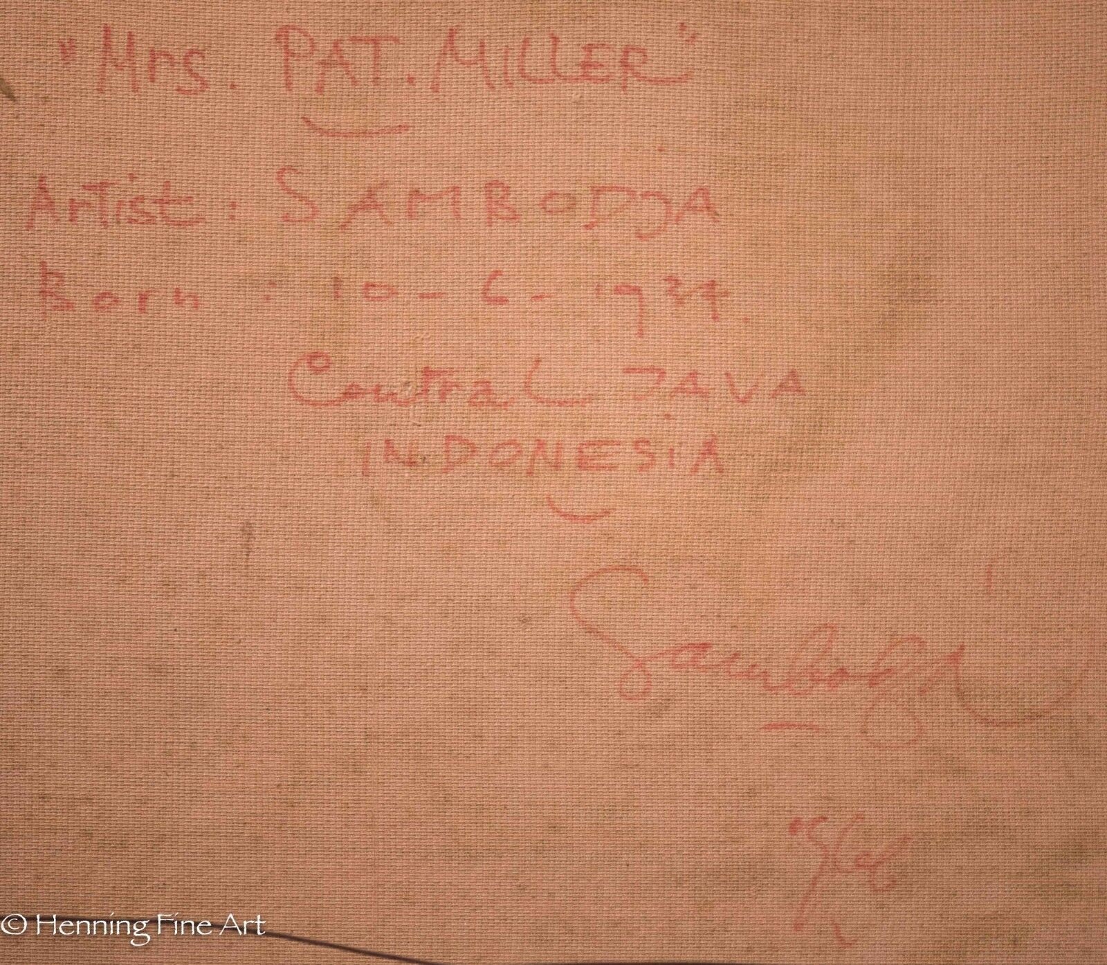 Rare Sambodja Oil Painting Female Portrait Listed Indonesian | Etsy