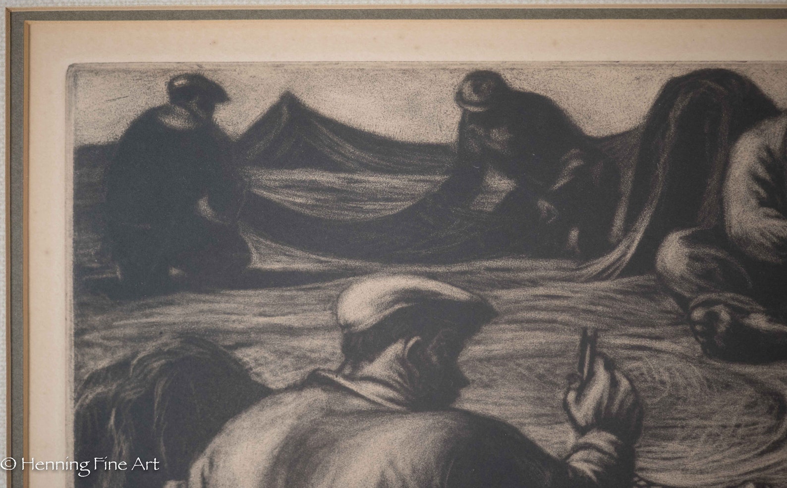 Robert Von Neumann Fine Etching "the Six Net Menders" Fine & Framed ...