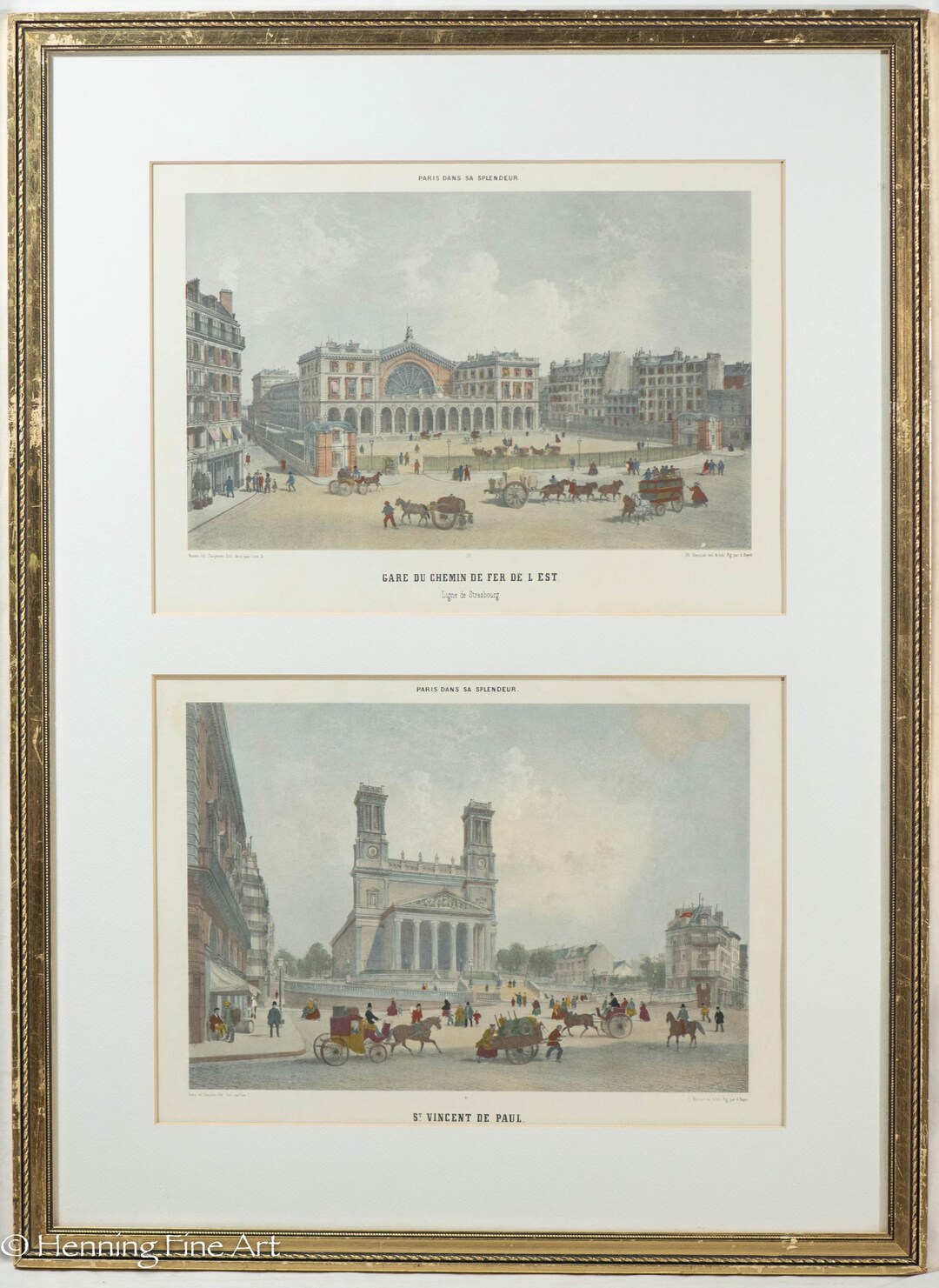 Beautiful Vintage Paris France Lithographs St. Vincent De Paul & Gare ...