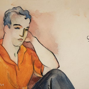 Beautiful Vintage Carl Shaffer Impressionist Painting Man in Orange WPA ...