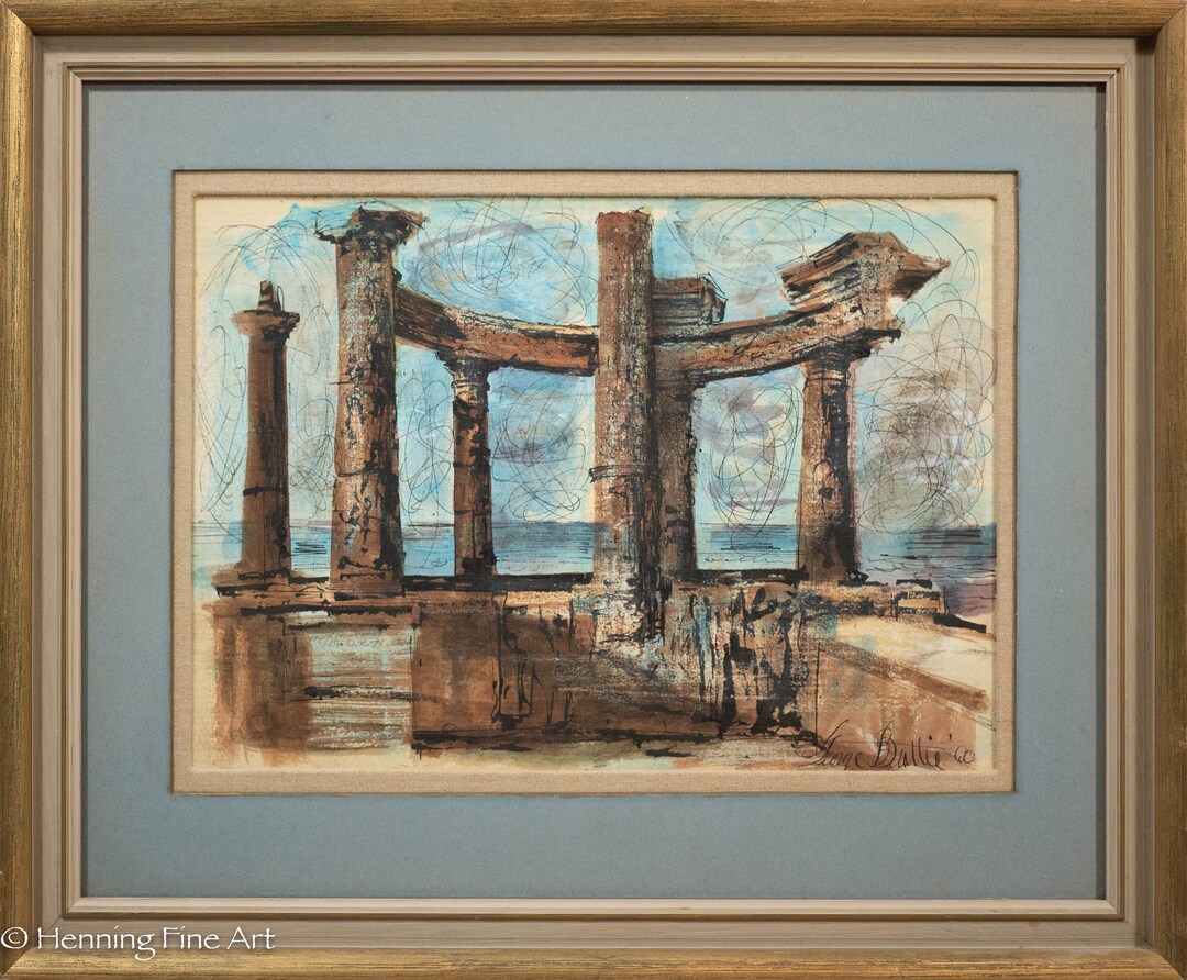Beautiful George Baillie Mid Century Painting of Greek Roman Ruins ...