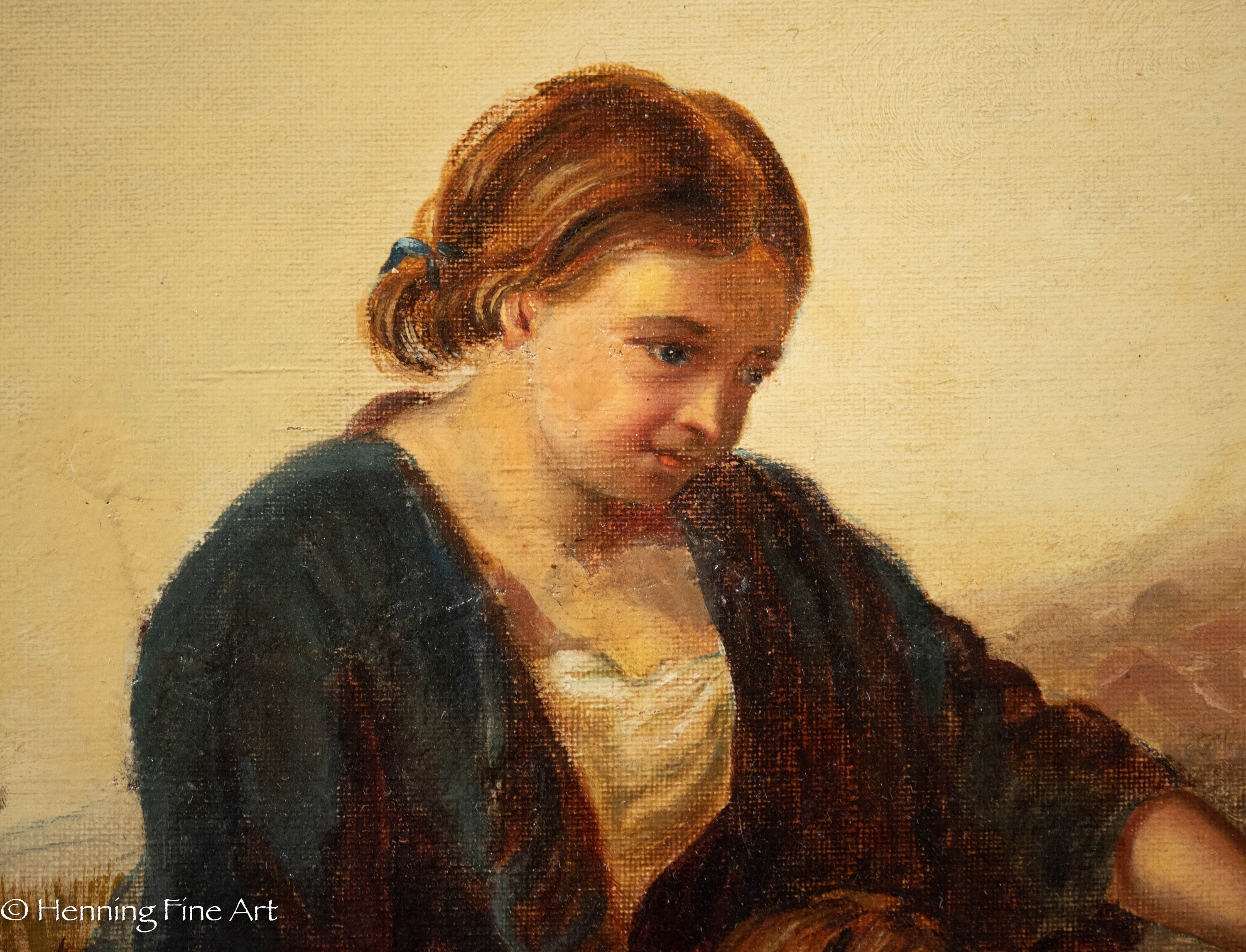 Stunning Antique Edward John Cobbett (attr.) Oil Painting Mother and ...
