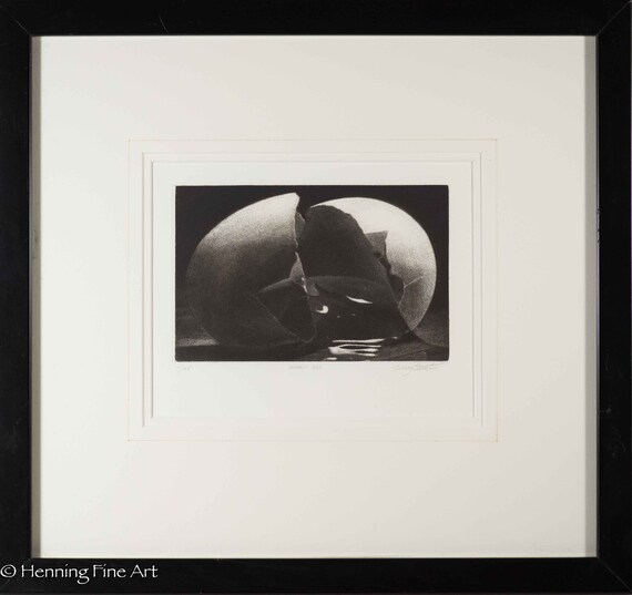 Beautiful Original Etching of Broken Egg by California Artist | Etsy