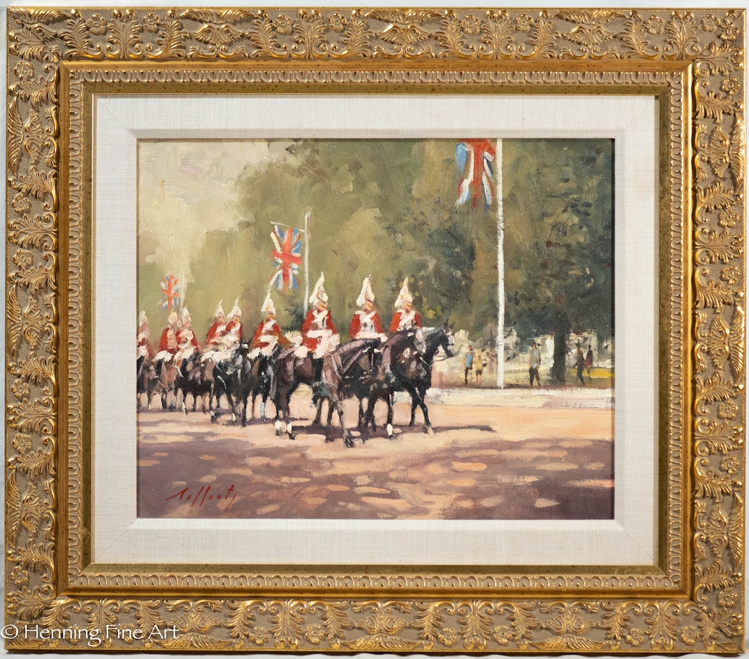 Fine Paul Rafferty Oil Painting English Queen's Horse Guards, Original ...
