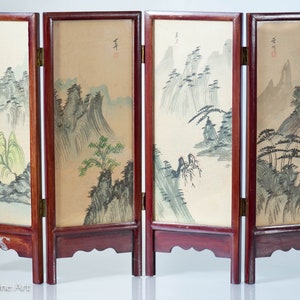 Beautiful Vintage Asian Painted Screen Birds, Flowers and Landscape ...