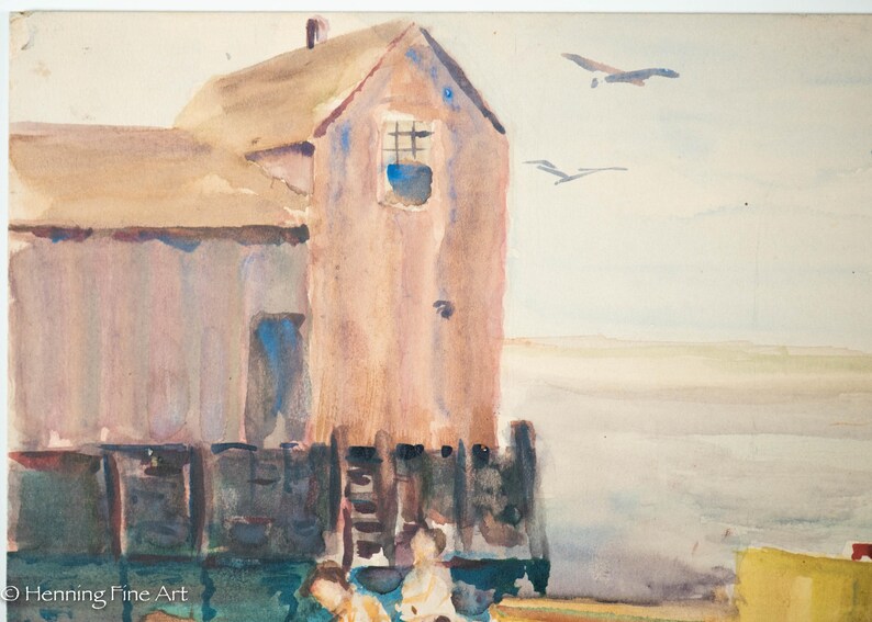 Beautiful Mildred E. Lusk Vintage Watercolor Painting of Coastal ...