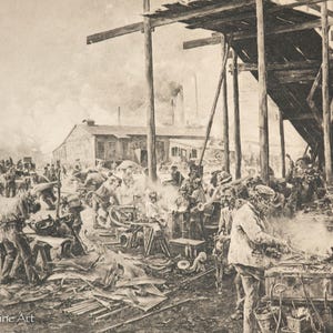 Rare Antique Photogravure Navy Yard Constructing HMS Oldenburg German ...