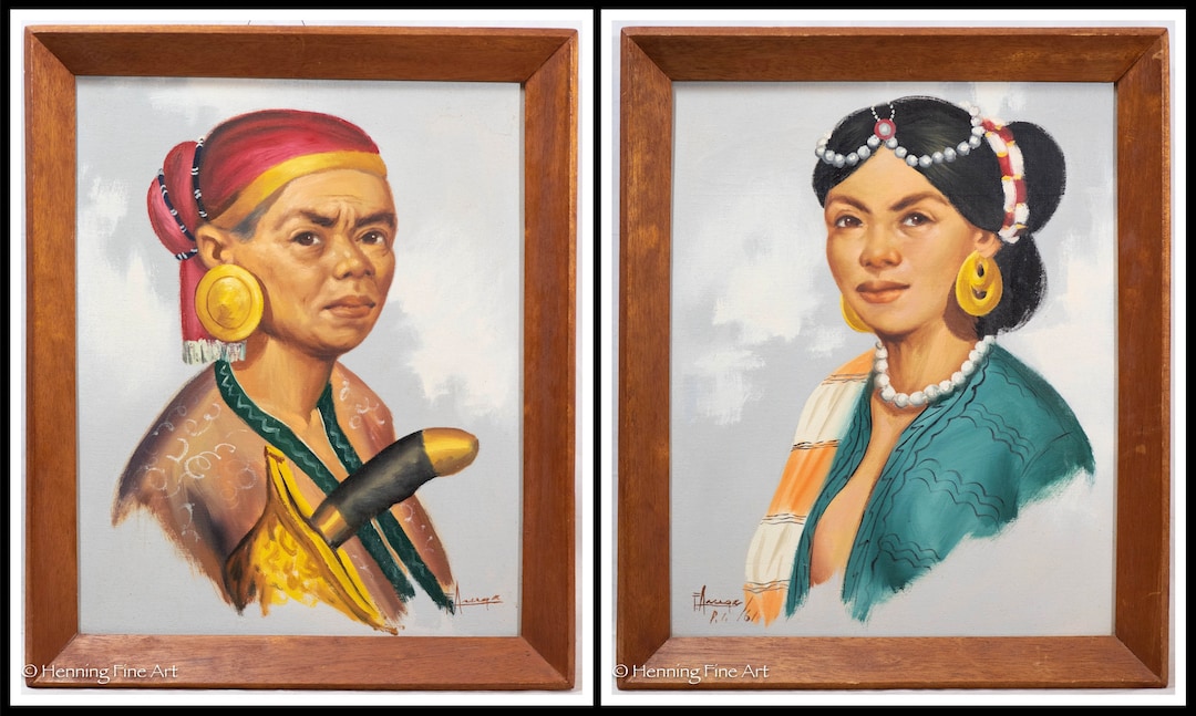 Beautiful Vintage Filipino Oil Painting Portraits Male and Female ...