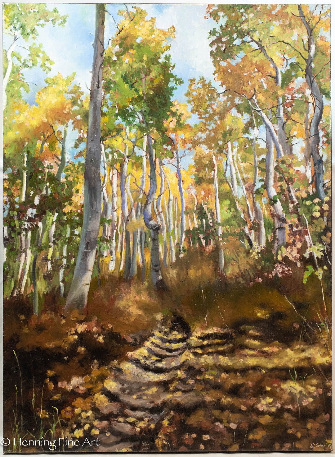 Rima Jabbur Rare Oil Painting Impressionist Landscape Autumn Birch ...