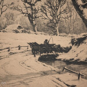 Antique Etching Fred Slocombe the Silvered Way Winter Landscape ...