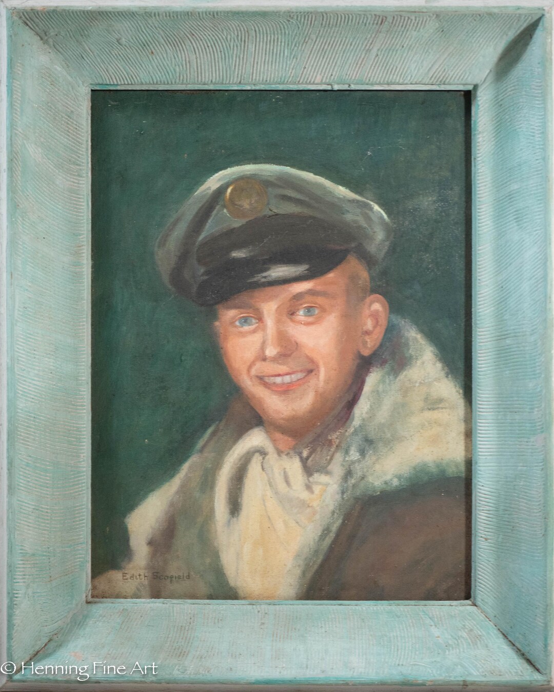 Beautiful Vintage Oil Painting WWII Military Soldier Portrait by Edith ...