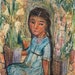Mario Parial Original Painting "young Girl With Flowers" Signed ...