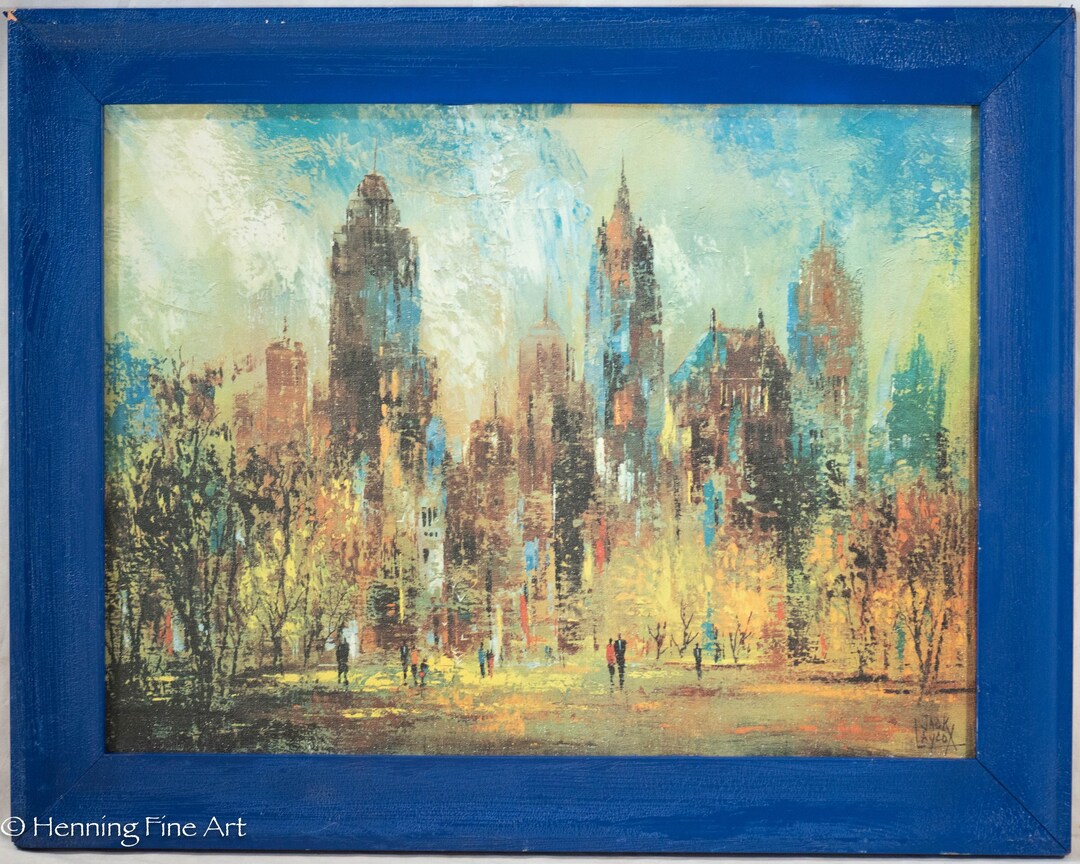 Vintage Jack Laycox Canvas Print of New York City From Central Park ...