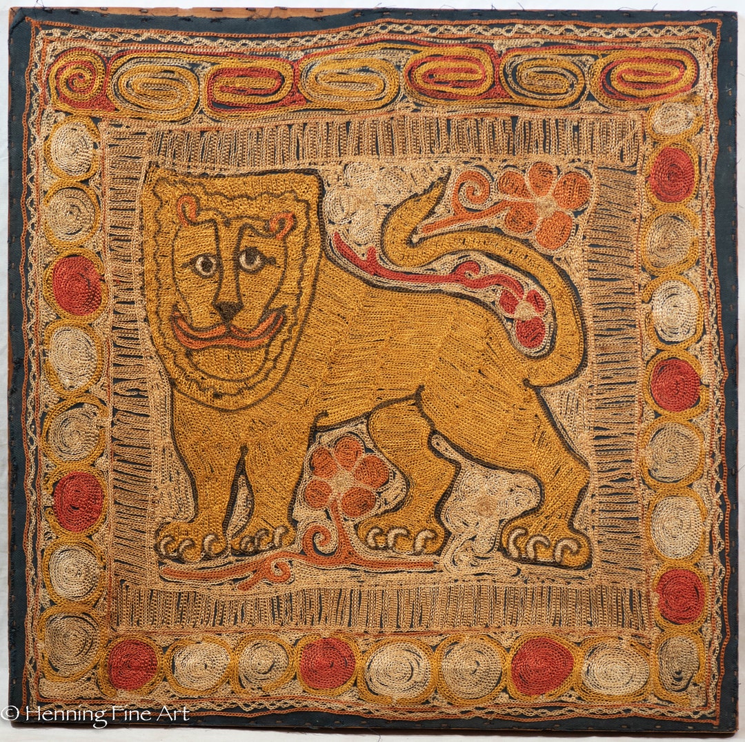 Beautiful Vintage Textile Lion Hand Made in Antique Early Style, Fine ...