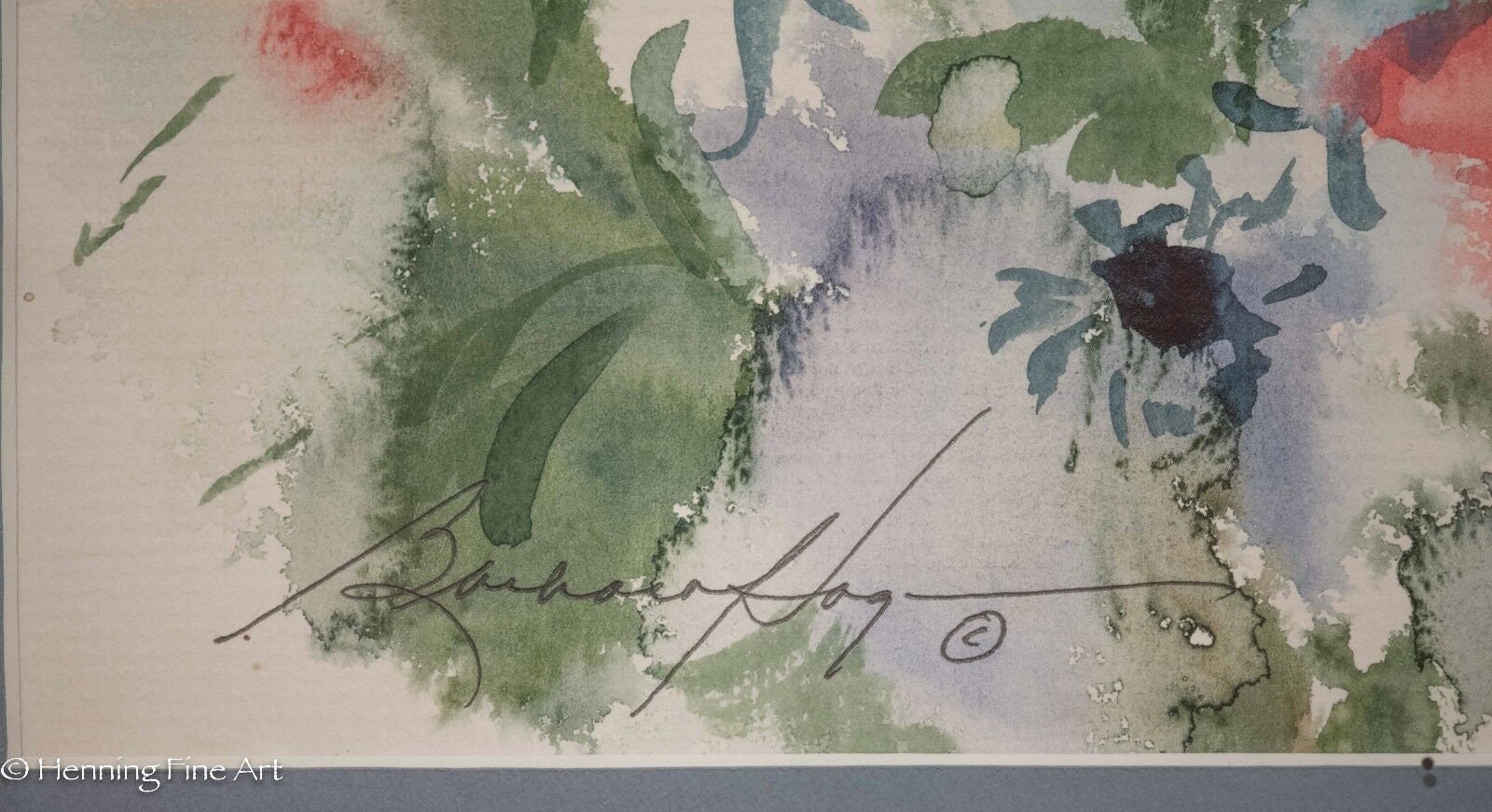 Barbara Hagan Original Floral Watercolor, Red and Blue Flowers, Signed ...