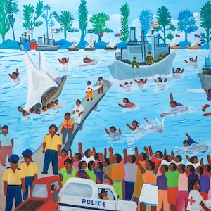 Beautiful Maxan Jean Louis Haitian Oil Painting Rescue Seascape With ...