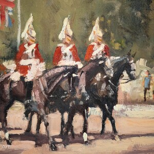 Fine Paul Rafferty Oil Painting English Queen's Horse Guards, Original ...