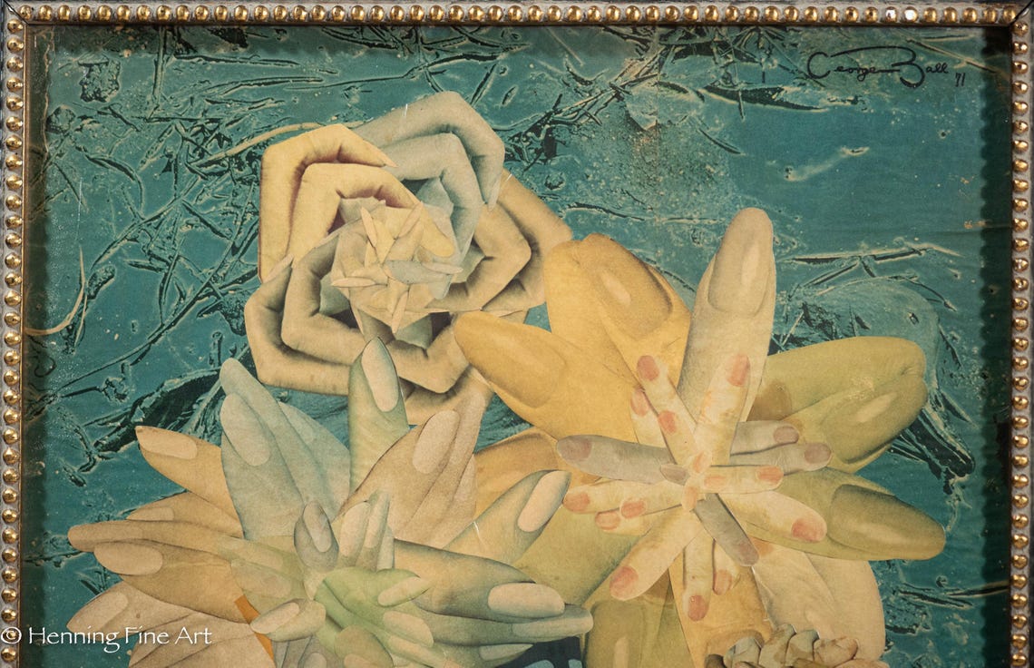 Beautiful George Ball Surrealist Collage Art Finger Bouquet Rare & Fine ...