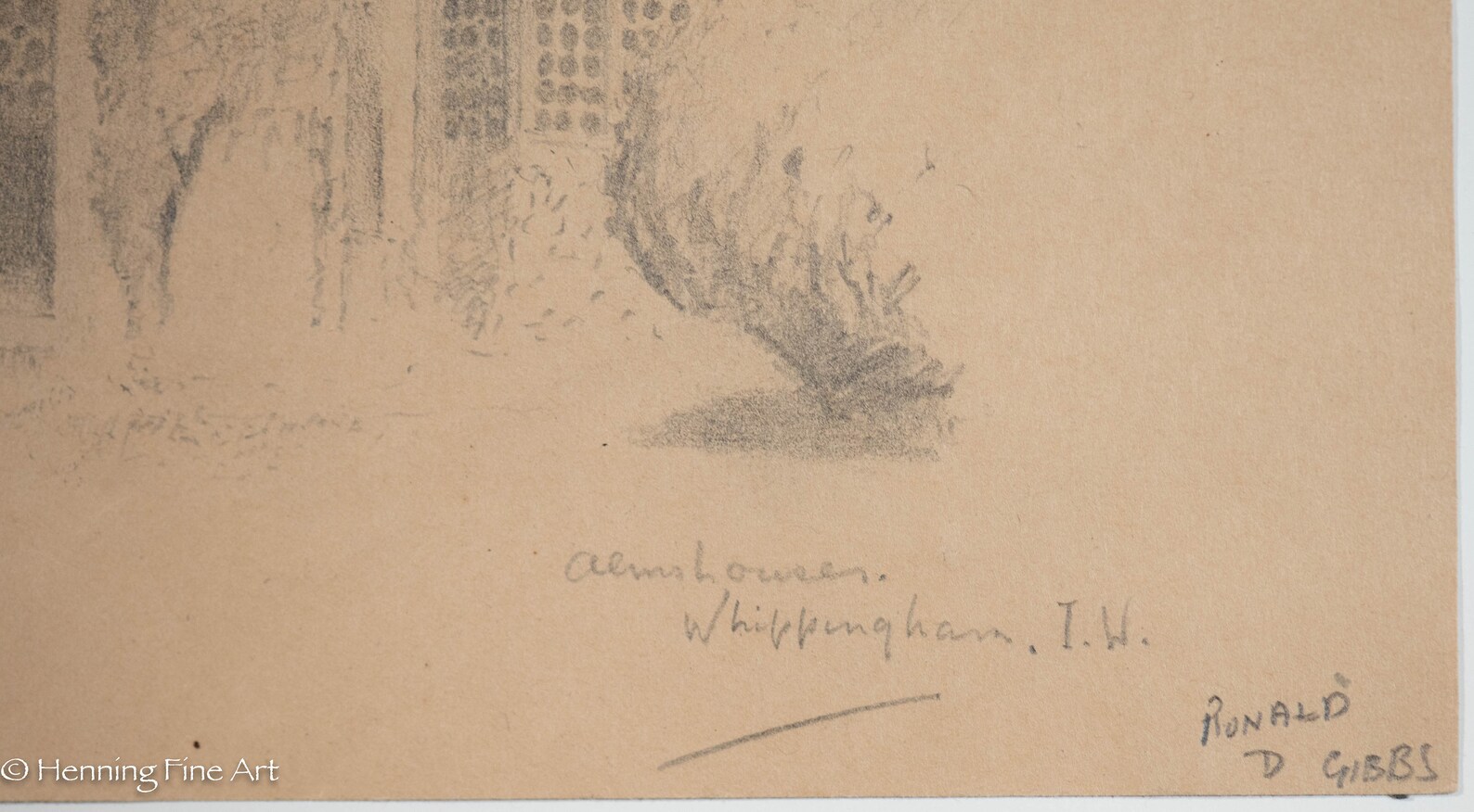 Beautiful Antique Pencil Drawing of Royal Almshouse Whippingham I. of W ...