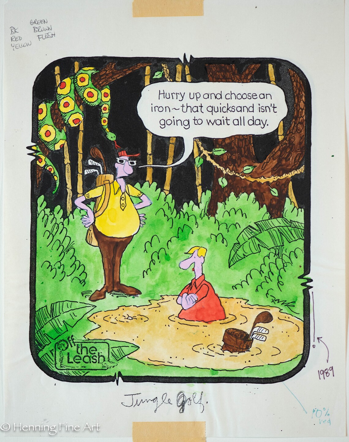 Rare Vintage Illustration Drawing of Golfers in Jungle Humor Published ...