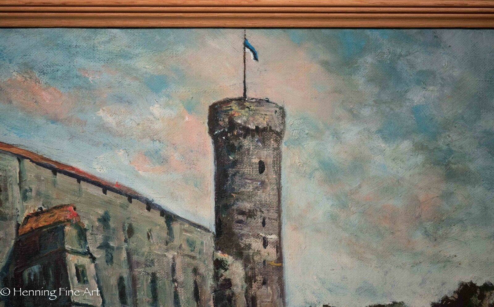 Beautiful Mid Century Oil Painting of European Citadel / Castle, Signed ...