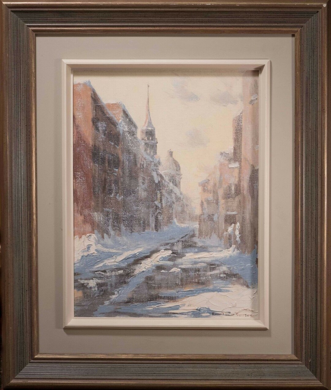 Robert David Simpson Original Oil Painting, Stunning Snowy Cityscape ...