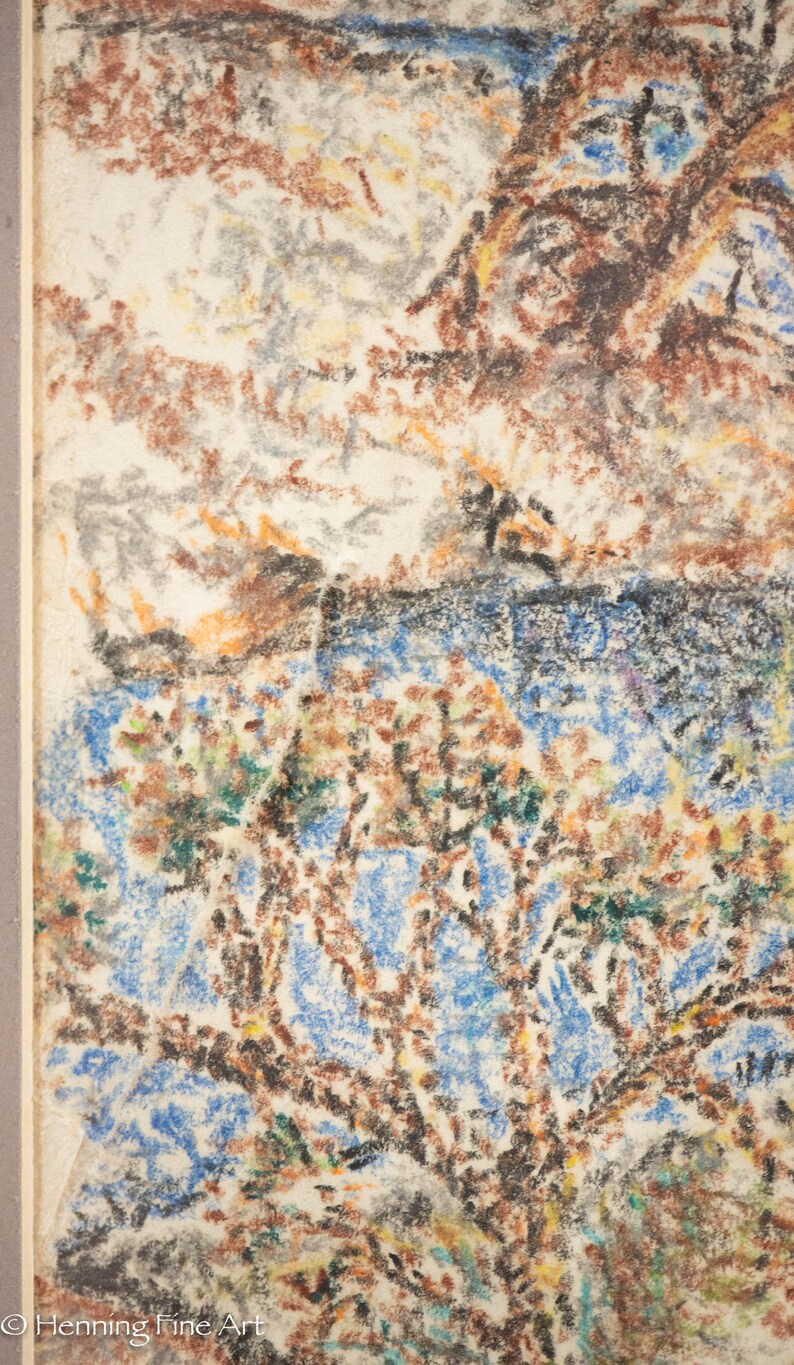 Vintage Post Impressionist Landscape Drawing by Robin Corley Wintery ...