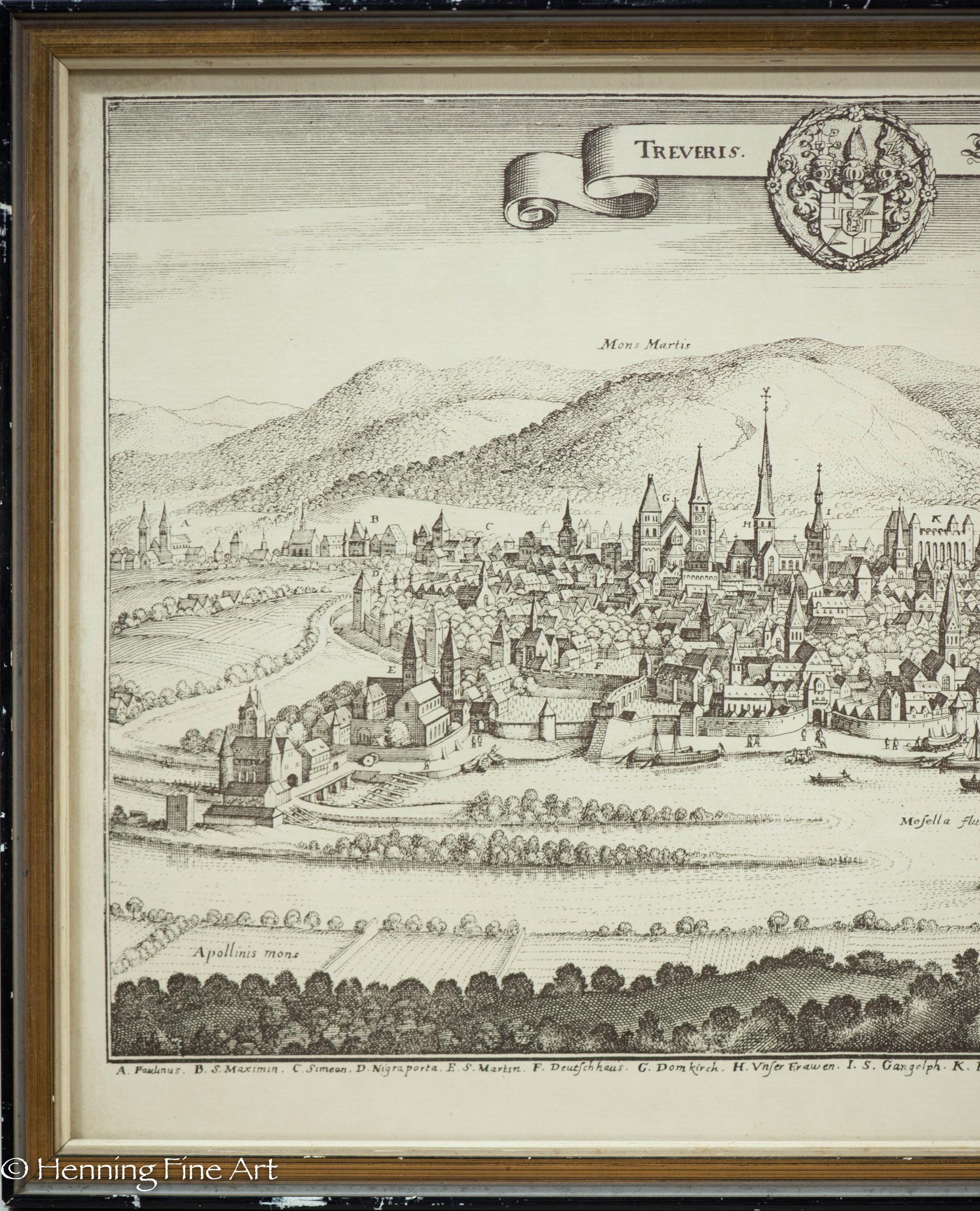 Beautiful Antique German Landscape Engraving of Trier Originally 1646 ...