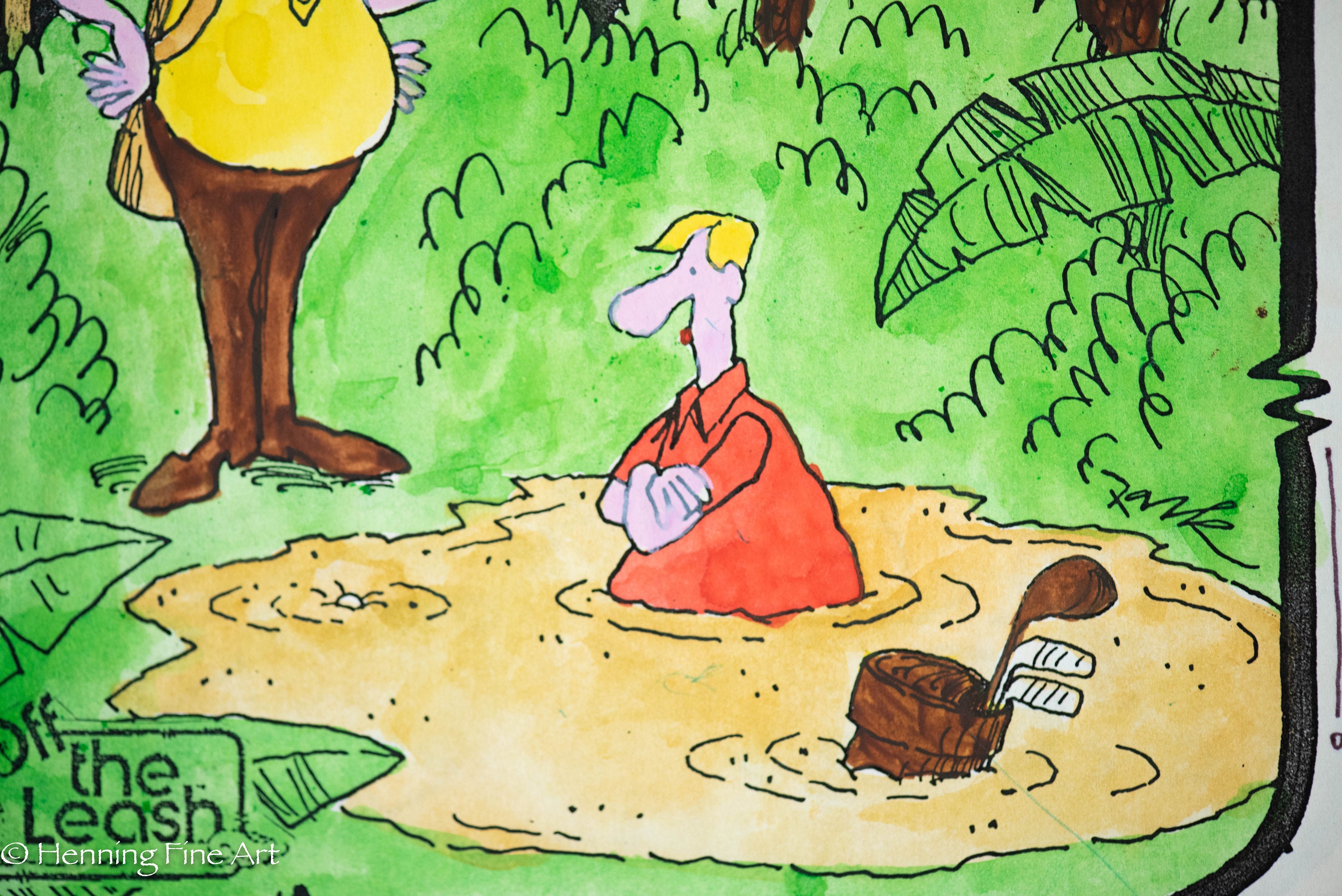 Rare Vintage Illustration Drawing of Golfers in Jungle Humor Published ...