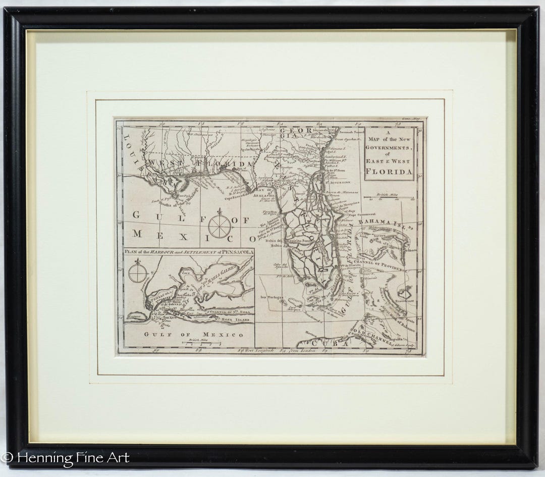 Rare 1763 Map of Florida by John Gibson A Map of New Governments, Fine ...
