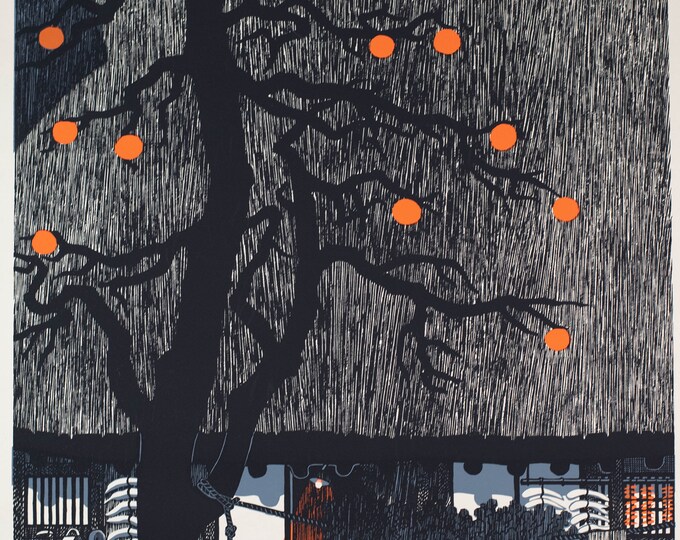 Beautiful Large Japanese Screen Print From Red Lantern Shop Kyoto 1976 ...