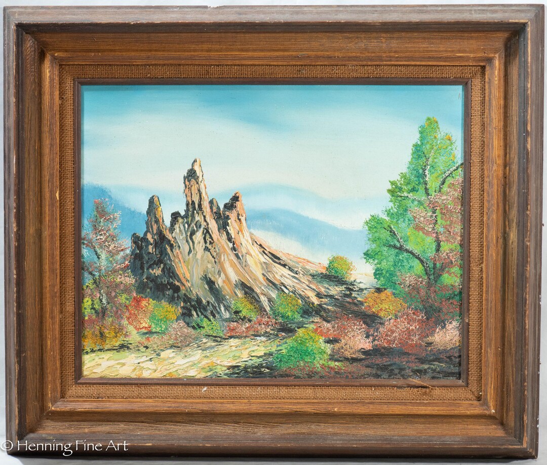 Vintage Impressionist Mountain Landscape of Tree Trunk by Dorothy ...