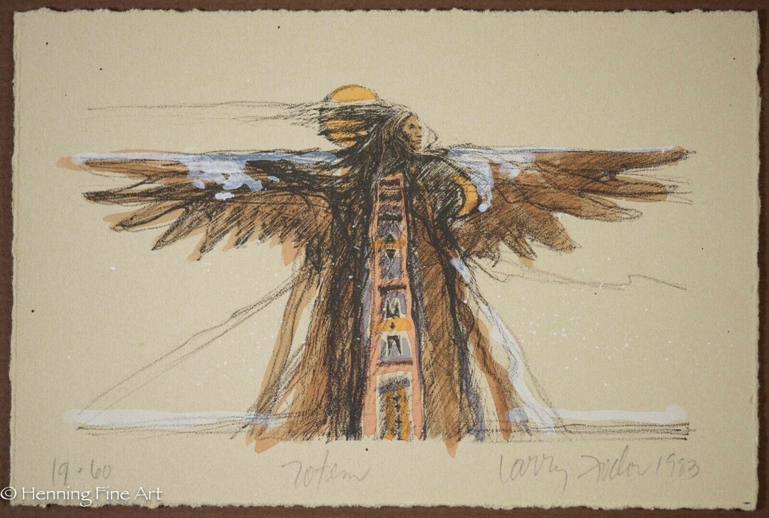 Larry Fodor Original Hand Colored Print "totem" Western Native American ...
