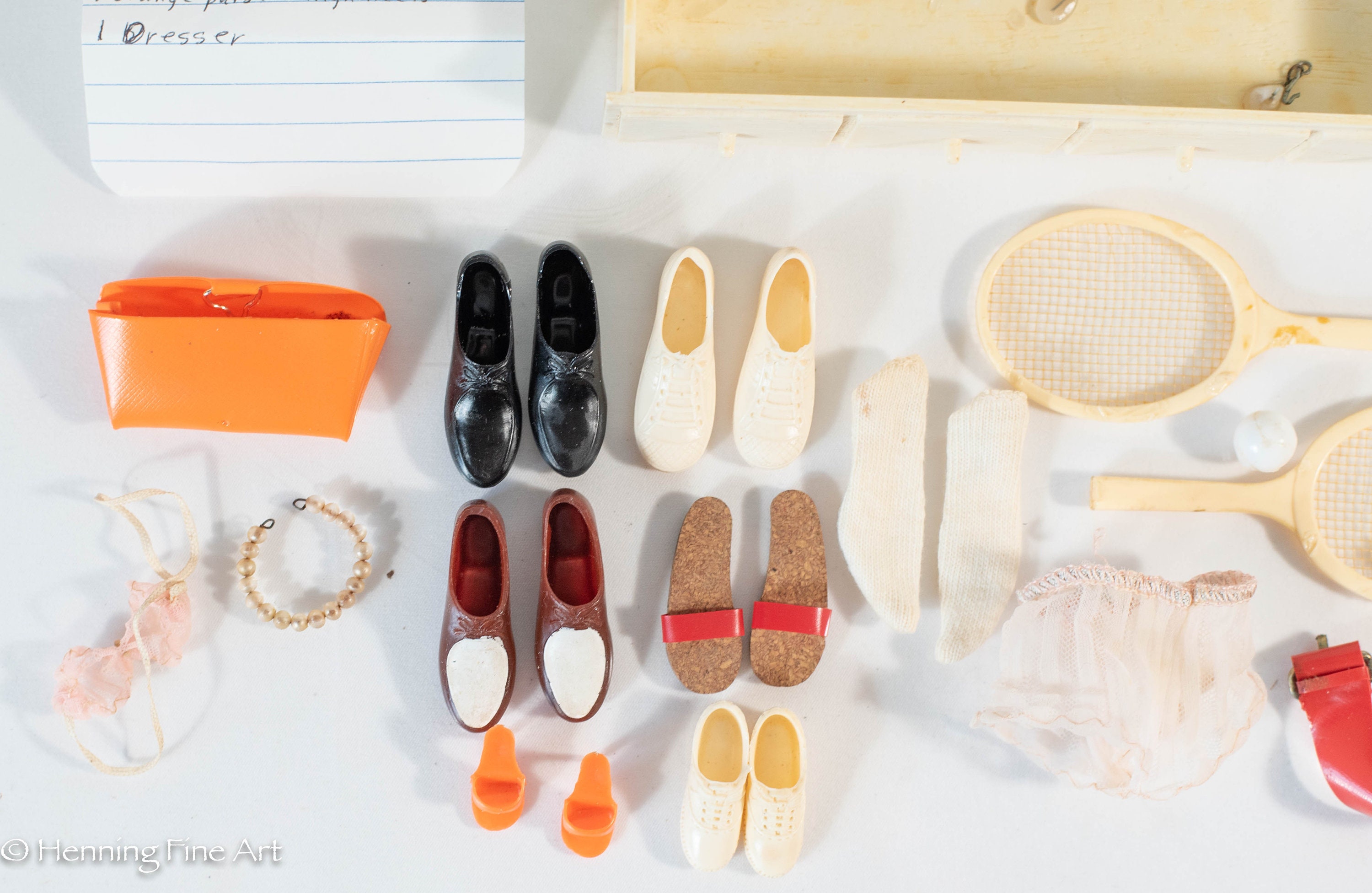 Rare 1958 Barbie Clothing Collection Tennis, Clothes, Shoes in Dresser ...